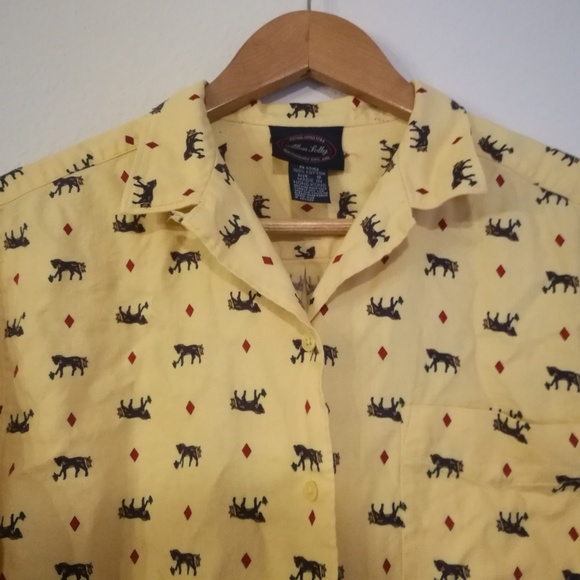 Vintage | Tops | Vintage English Equestrian Yellow Horse Shirt | Poshmark